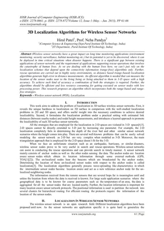 3D Localization Algorithms for Wireless Sensor Networks | PDF | 3-D Graphics | Computer Software ...
