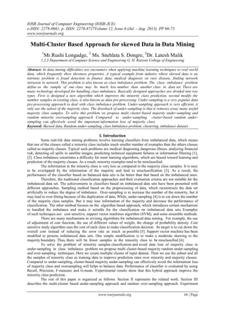 Multi-Cluster Based Approach for skewed Data in Data Mining | PDF