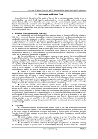 Detection of Session Hijacking and IP Spoofing Using Sensor Nodes and Cryptography | PDF