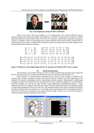 Text Extraction of Colour Images using Mathematical Morphology & HAAR Transform | PDF