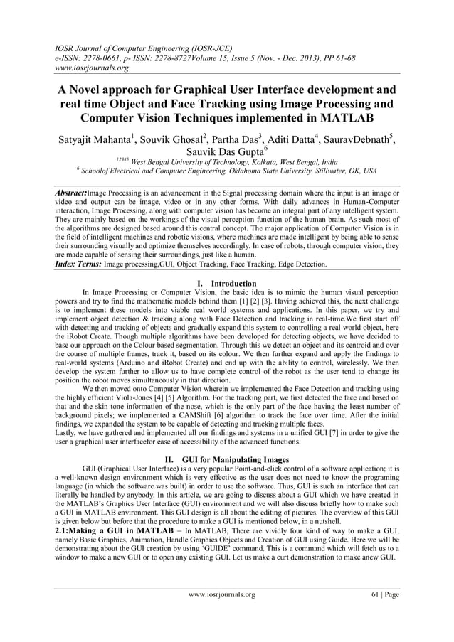 A Novel approach for Graphical User Interface development and real time Object and Face Tracking ...