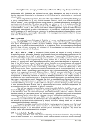 Filtering Unwanted Messages from Online Social Networks (OSN) using Rule Based Technique | PDF