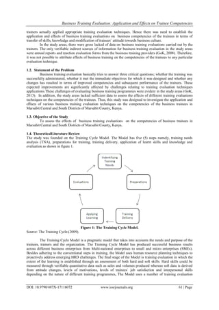 Business Training Evaluation: Application andEffects on Trainee ...