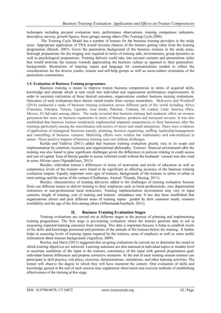 Business Training Evaluation: Application andEffects on Trainee ...