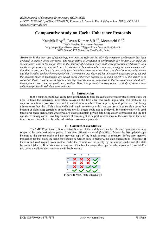 Comparative study on Cache Coherence Protocols | PDF