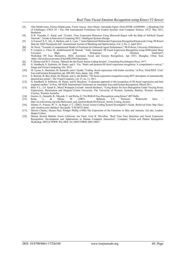 Real Time Facial Emotion Recognition Using Kinect V2 Sensor Pdf