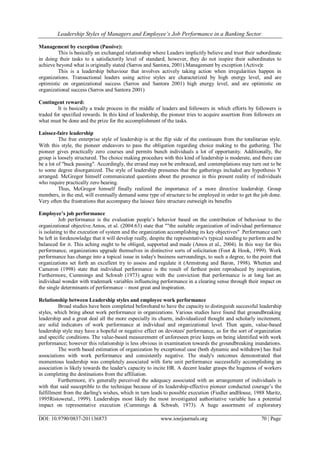 Leadership Styles of Managers and Employee’s Job Performance in a Banking Sector | PDF