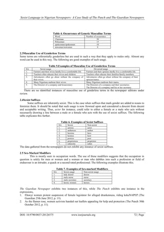 Sexist Language in Nigerian Newspapers: A Case Study of ThePunchand the Guardian Newspapers | PDF