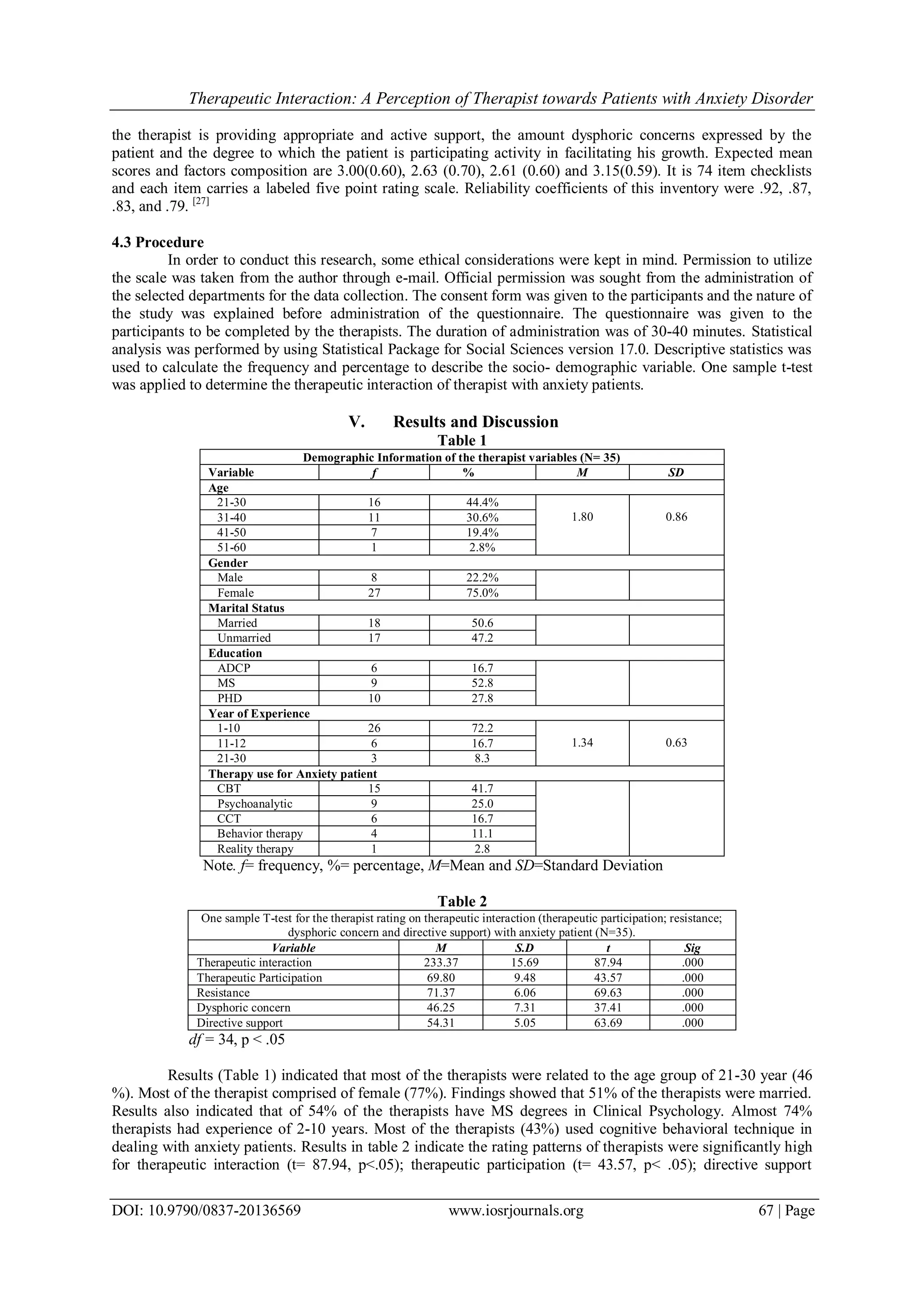 Therapeutic Interaction: A Perception of Therapist towards Patients ...
