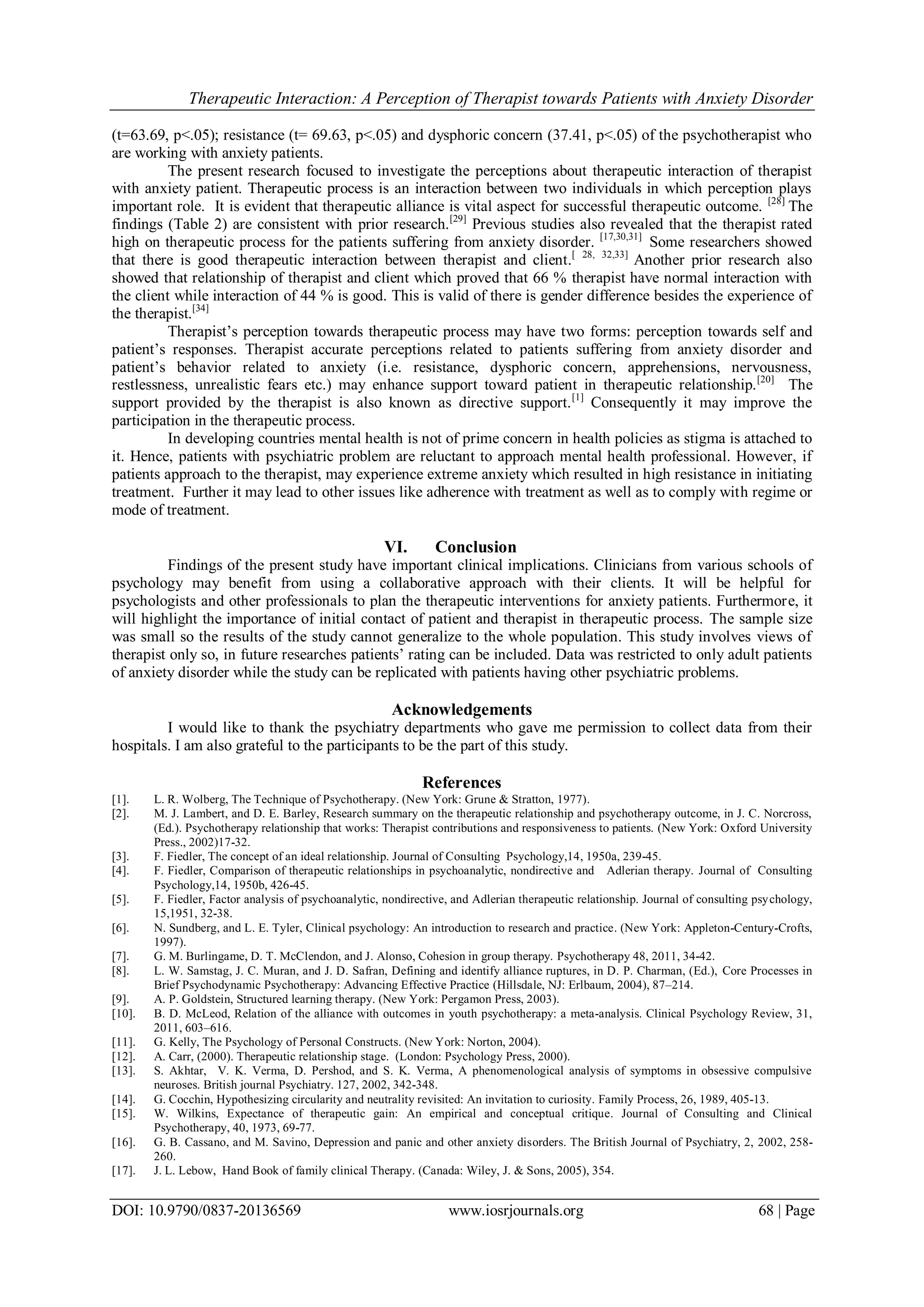 Therapeutic Interaction: A Perception of Therapist towards Patients ...