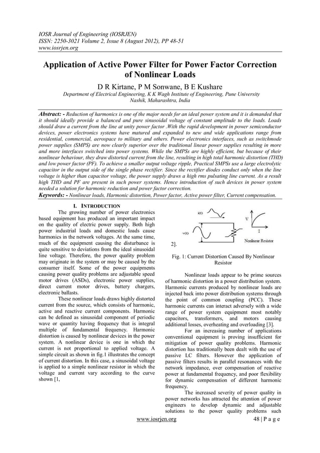 Application of Active Power Filter for Power Factor Correction of ...