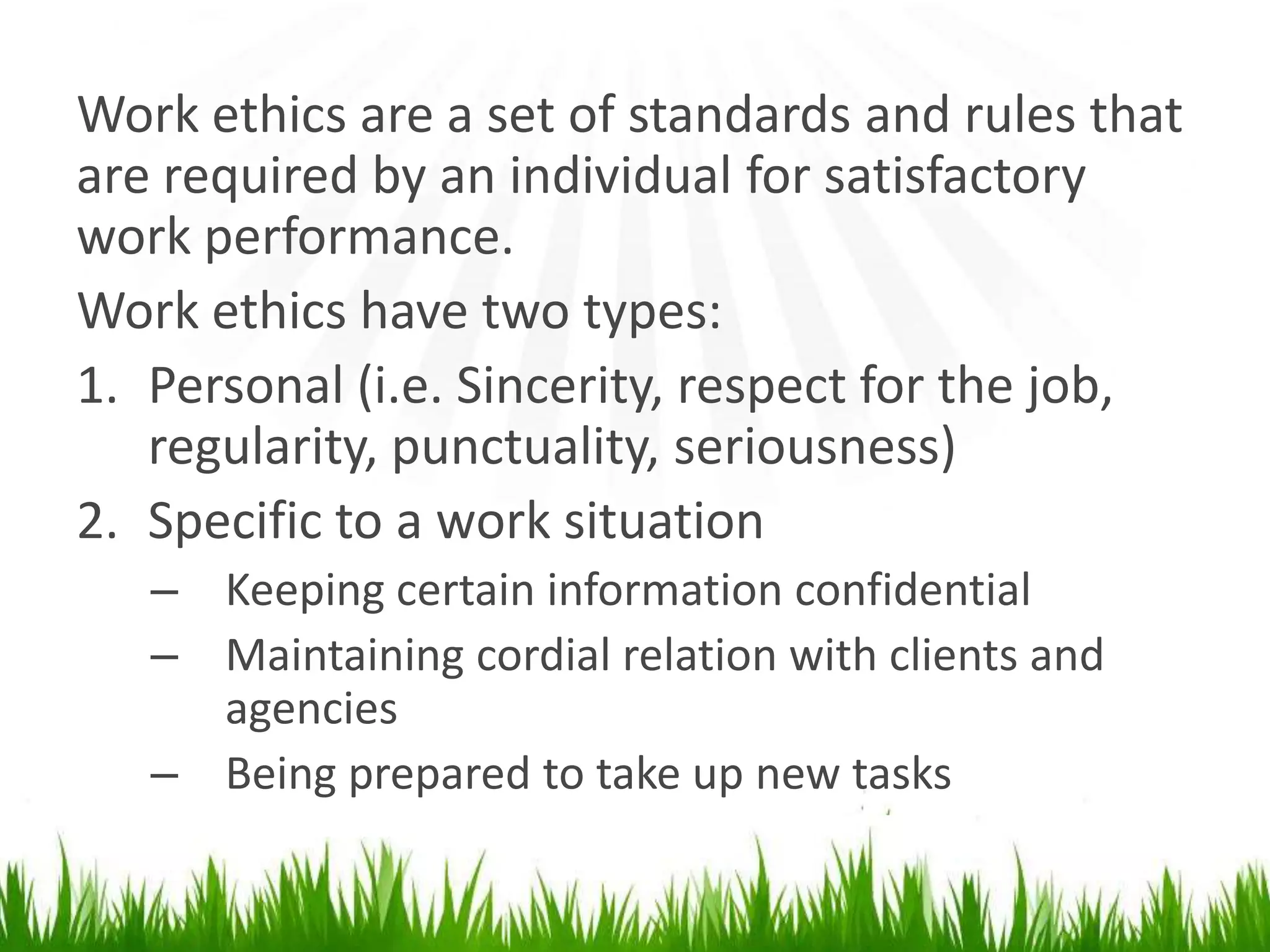 Work Ethics: A Being Professional | PPTX