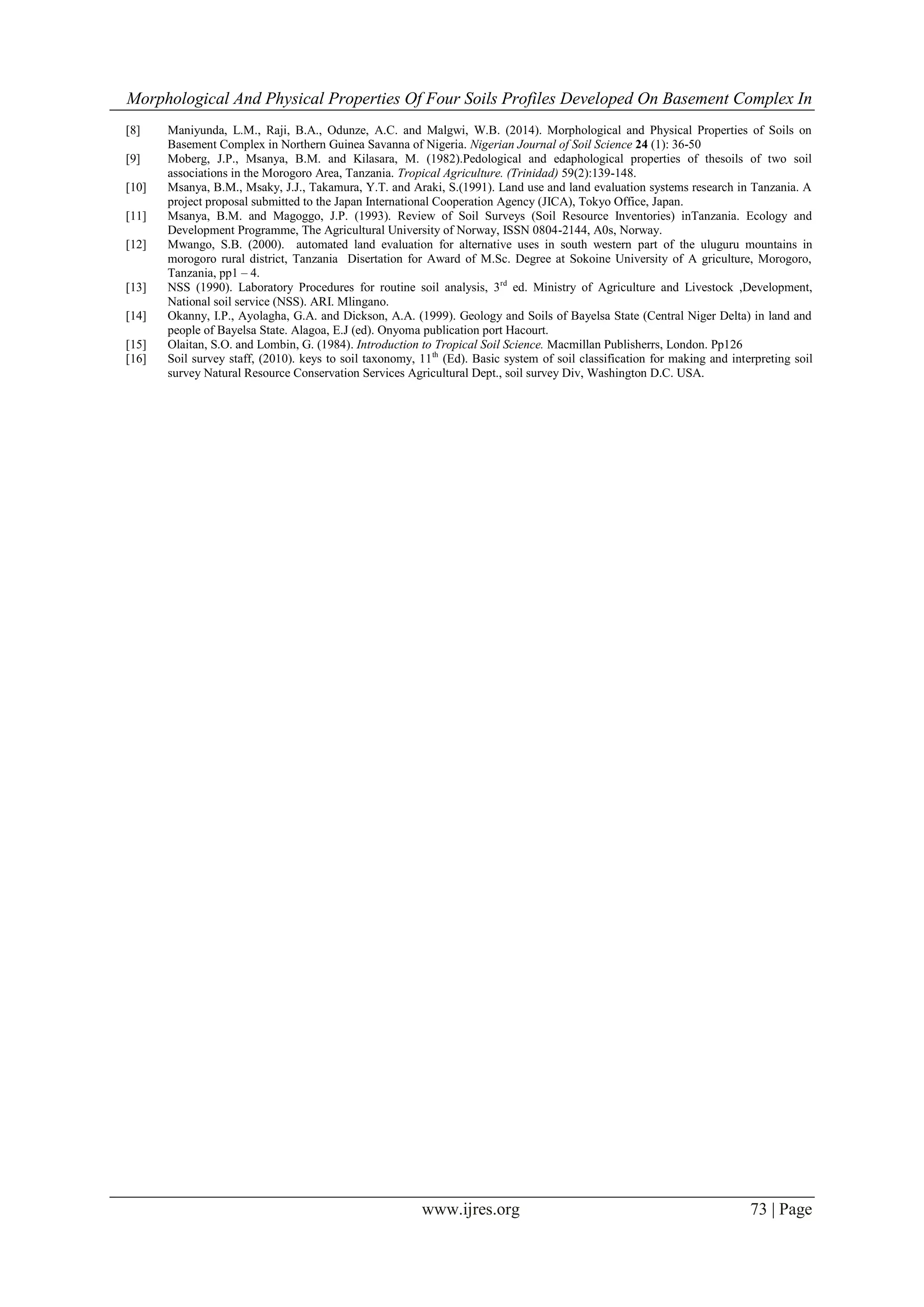 Morphological And Physical Properties Of Four Soils Profiles Developed ...