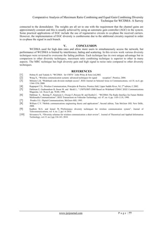 Comparative Analysis of Maximum Ratio Combining and Equal Gain Combining Diversity Technique for ...