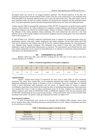 Analysis and Optimization Of Boring Process Parameters By Using Taguchi Method On SAE 1541 | PDF