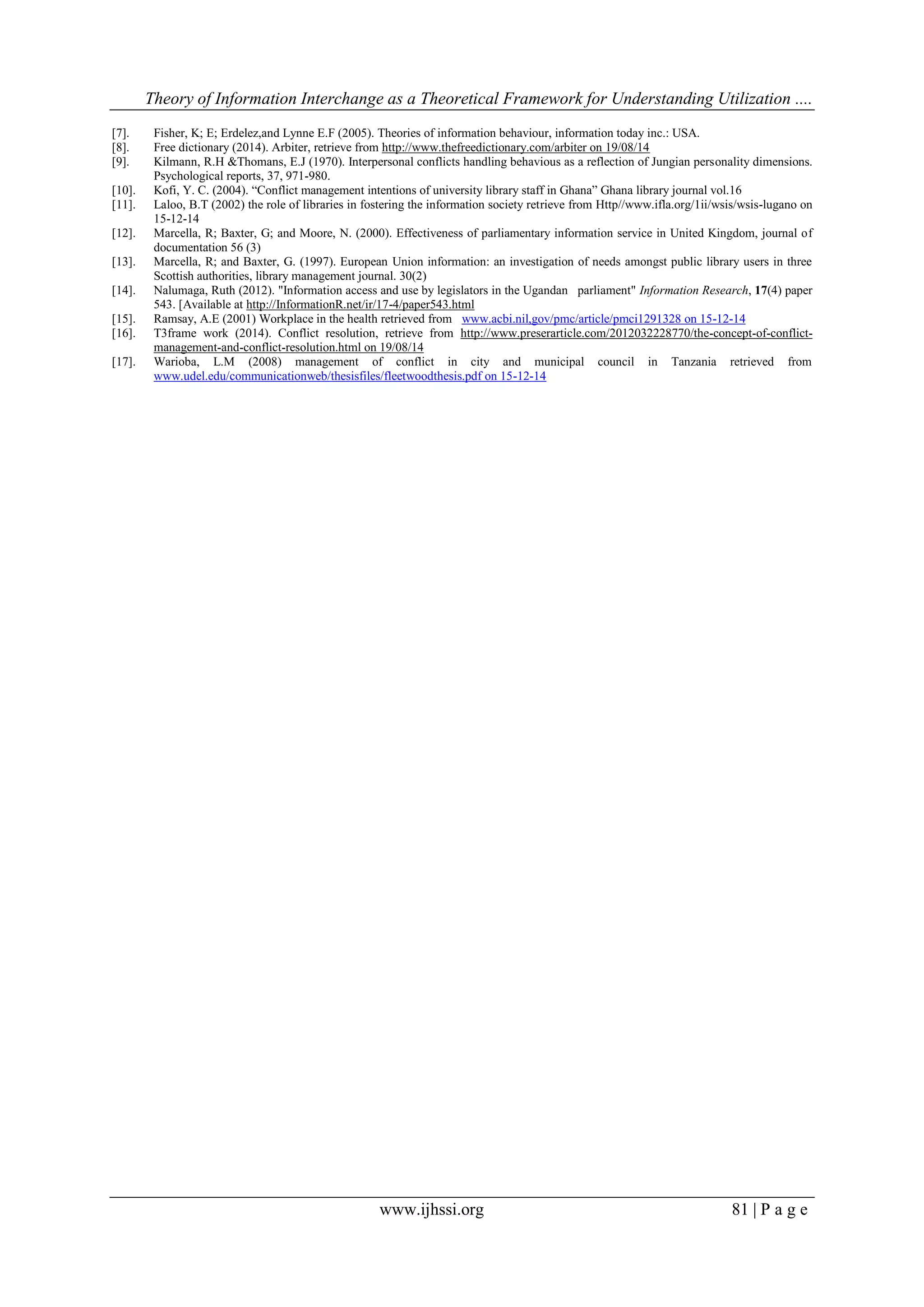 Theory of Information Interchange as a Theoretical Framework for Understanding Utilization of ...