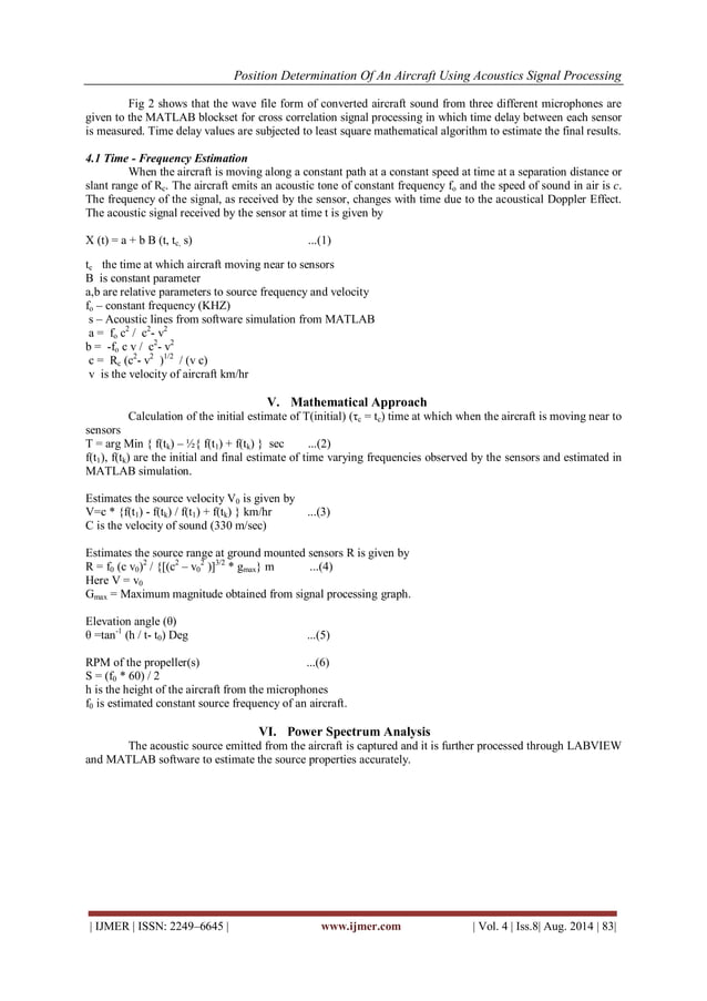Position Determination of an Aircraft Using Acoustics Signal Processing ...