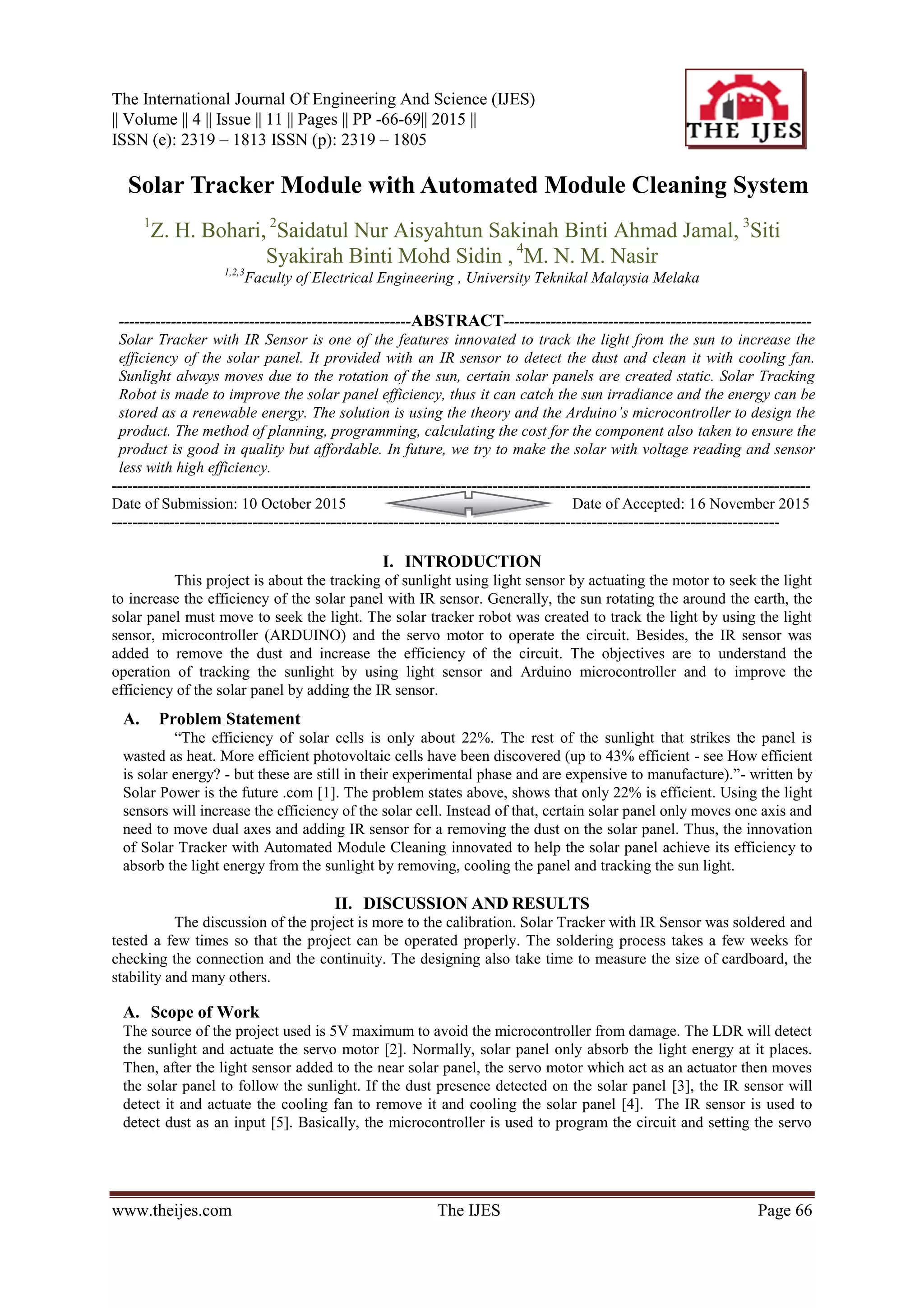 Solar Tracker Module with Automated Module Cleaning System | PDF