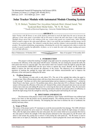 Solar Tracker Module with Automated Module Cleaning System | PDF
