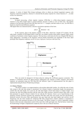 Analysis of Genomic and Proteomic Sequence Using Fir Filter | PDF