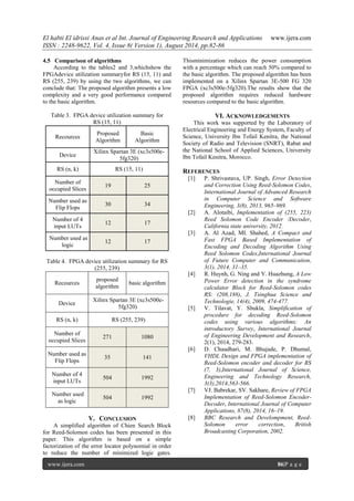 FPGA Implementation of A New Chien Search Block for Reed-Solomon Codes RS (255, 239) Used In ...