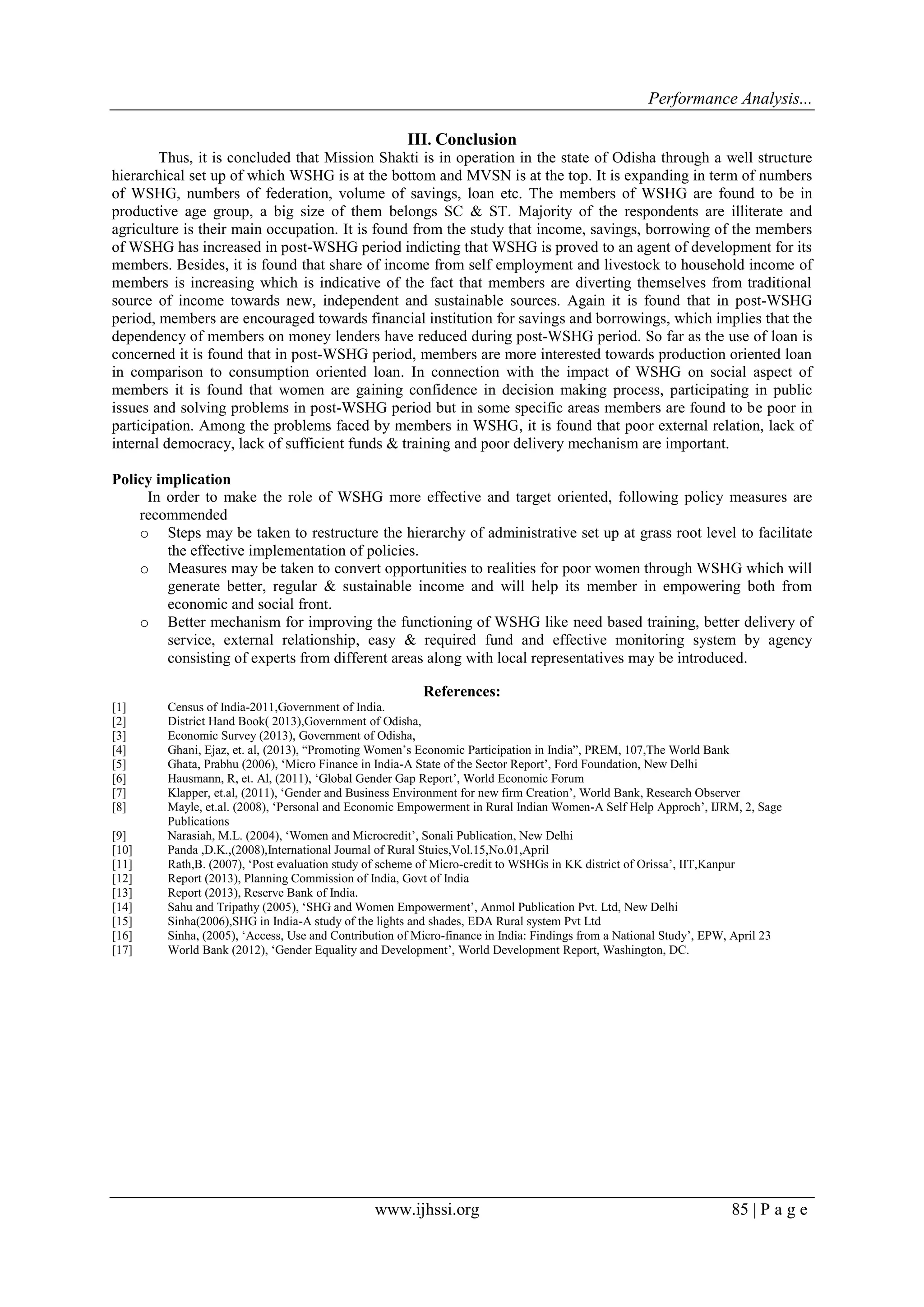 Performance analysis of ‘Mission Shakti’ in empowering women in Odisha ...