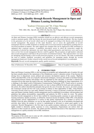 Managing Quality through Records Management in Open and Distance Leaning Institutions | PDF ...