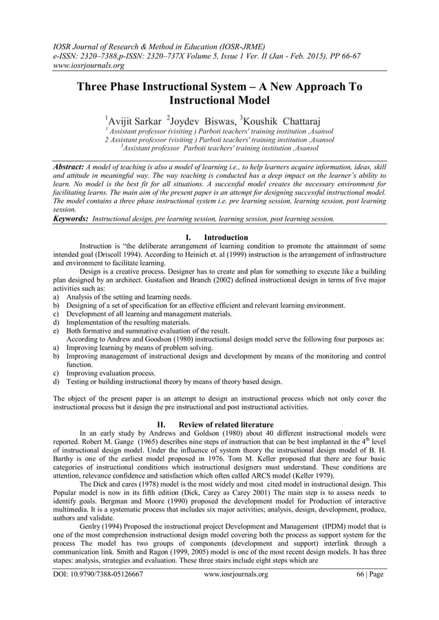 Three Phase Instructional System – A New Approach To Instructional ...