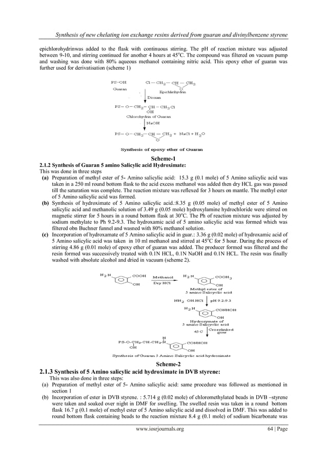 Synthesis of new chelating ion exchange resins derived from guaran and divinylbenzene styrene ...