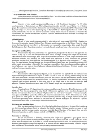 Development of Emulsion Paint from Trimethylol Urea/Polystyrene waste ...