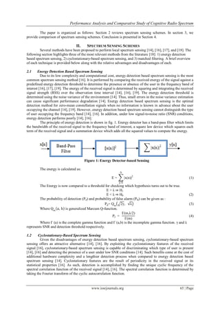 Performance Analysis and Comparative Study of Cognitive Radio Spectrum Sensing Schemes | PDF