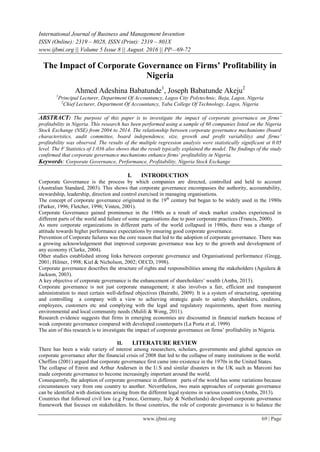 The Impact of Corporate Governance on Firms’ Profitability in Nigeria | PDF | Business ...