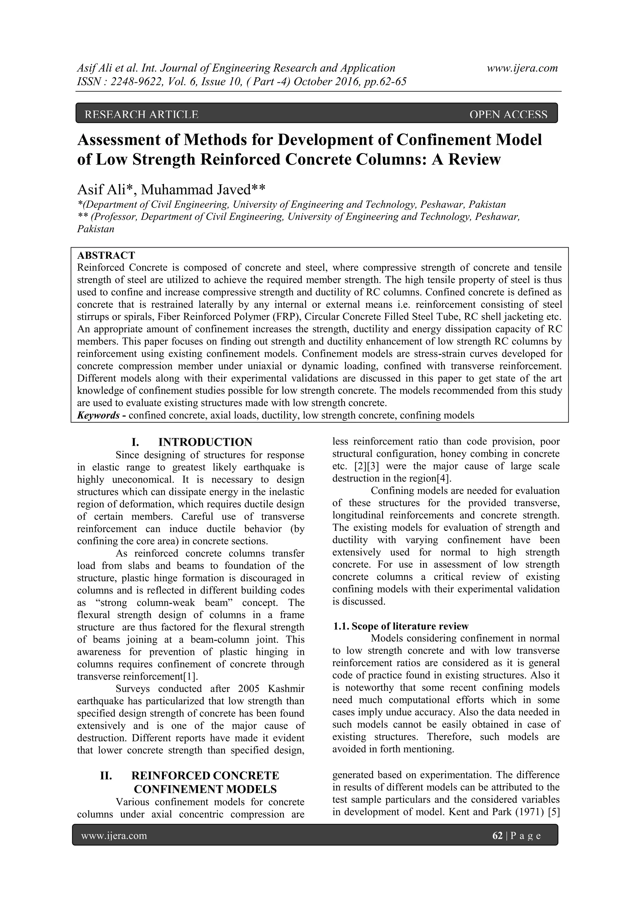 Assessment of Methods for Development of Confinement Model of Low ...