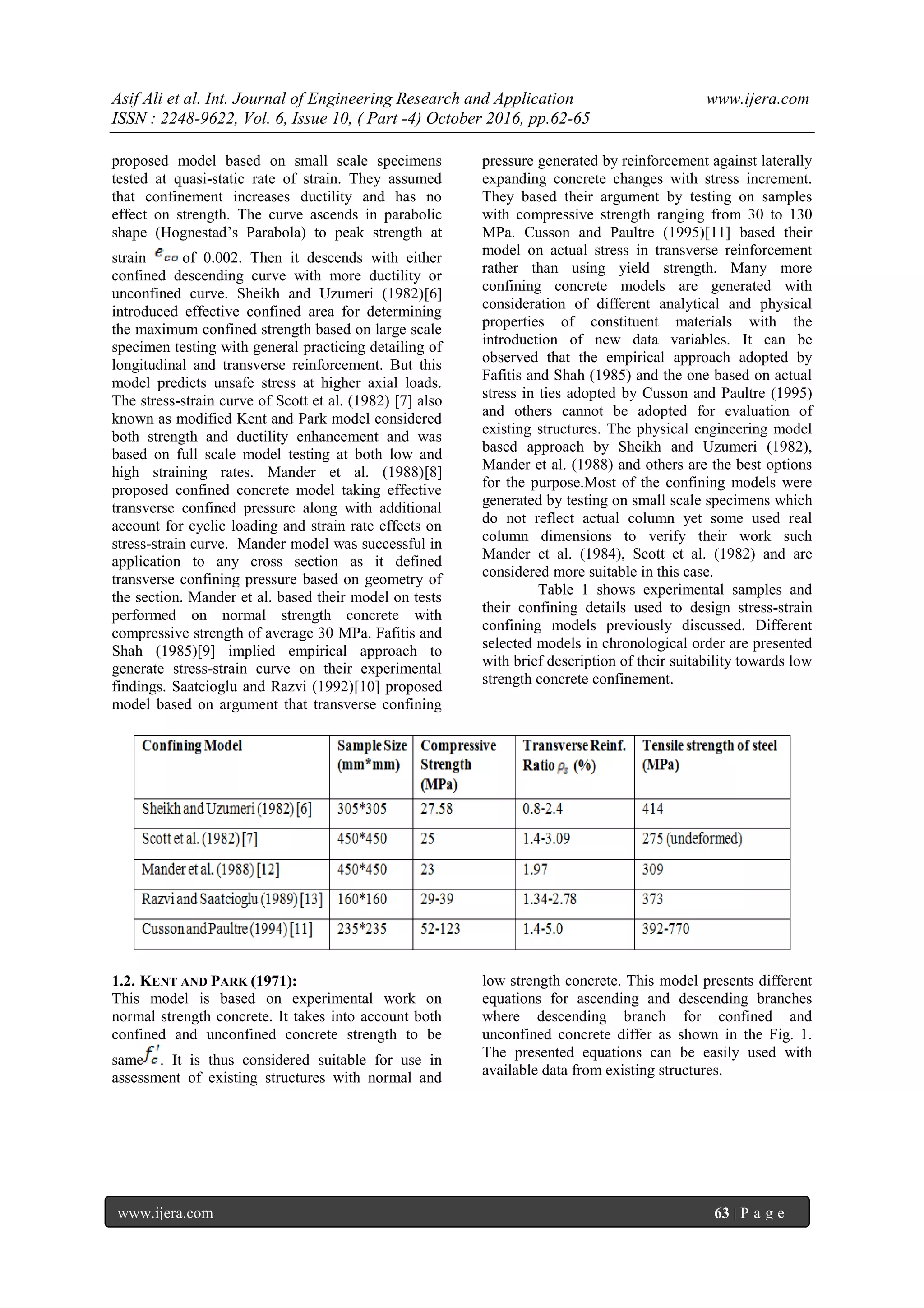 Assessment of Methods for Development of Confinement Model of Low ...