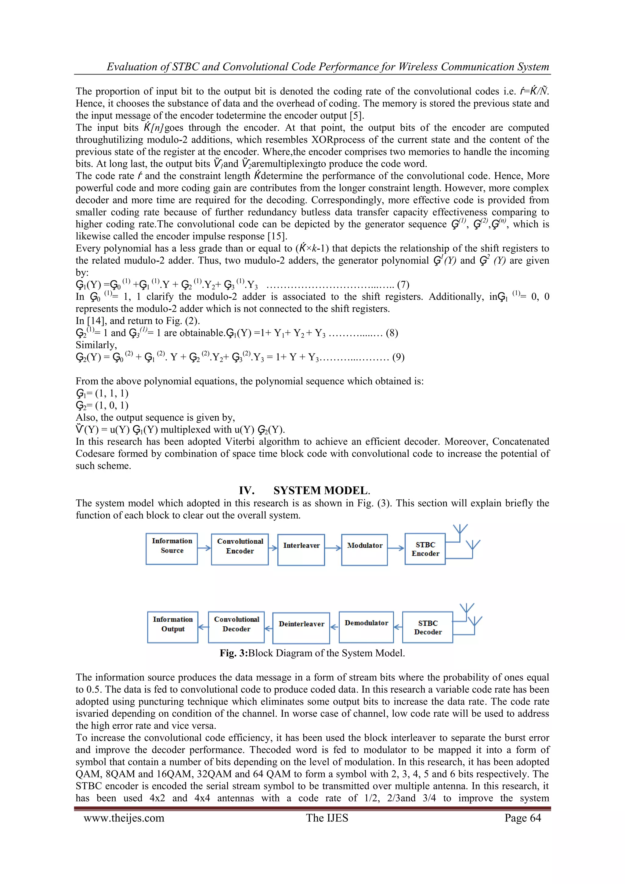 Evaluation of STBC and Convolutional Code Performance for Wireless Communication System | PDF