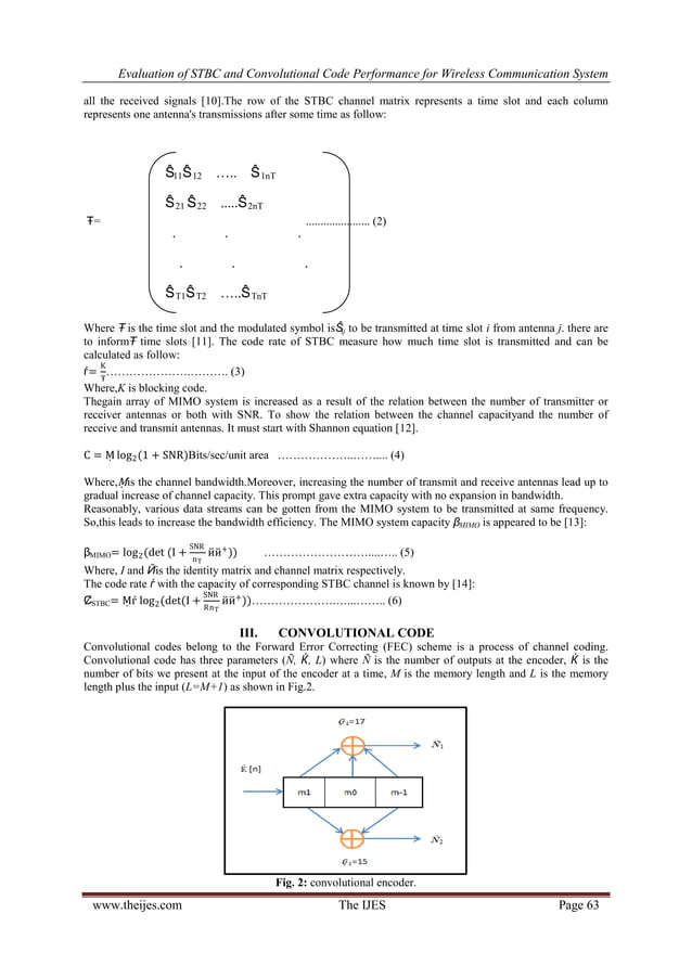 Evaluation Of Stbc And Convolutional Code Performance For Wireless