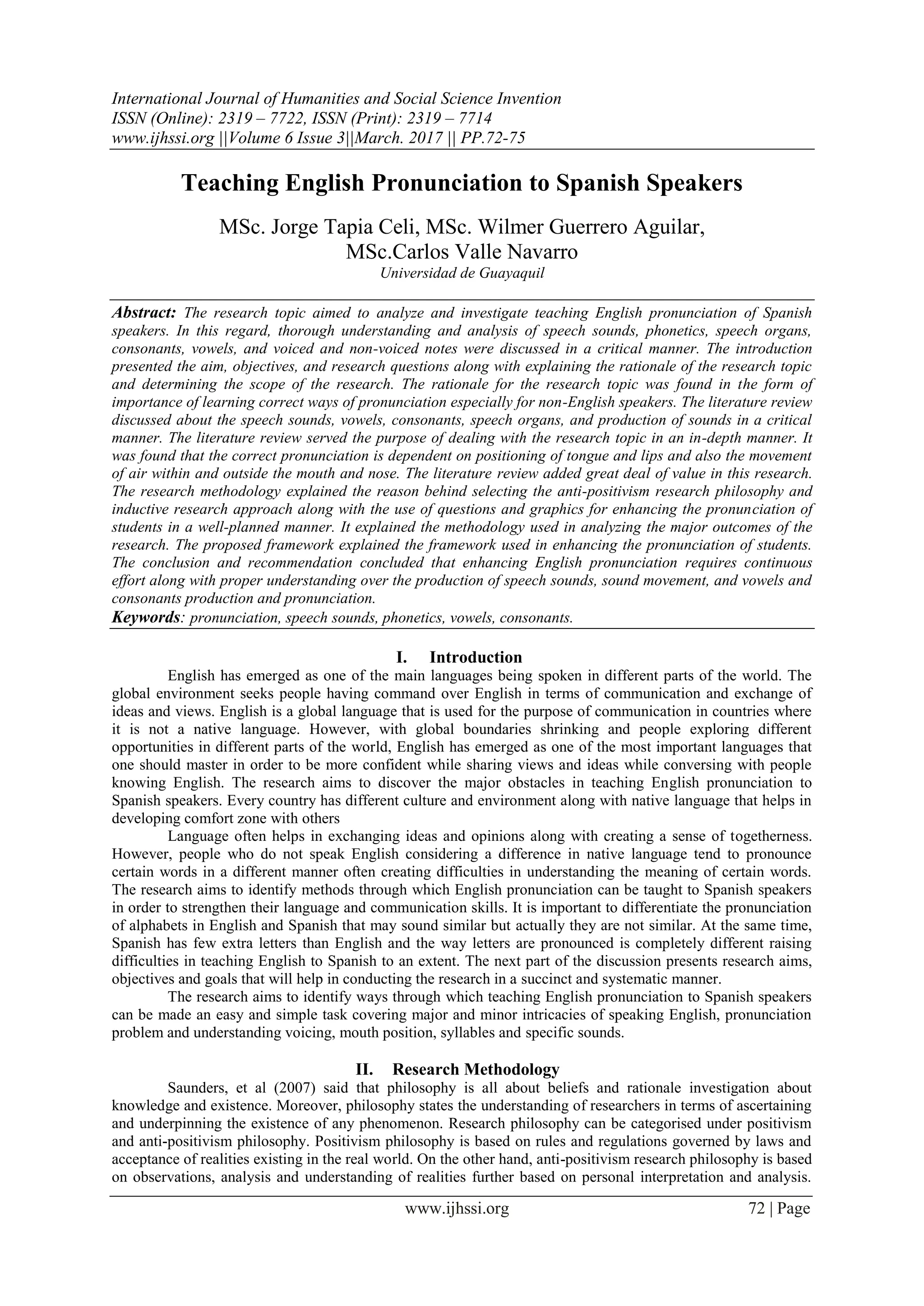 Teaching English Pronunciation to Spanish Speakers | PDF