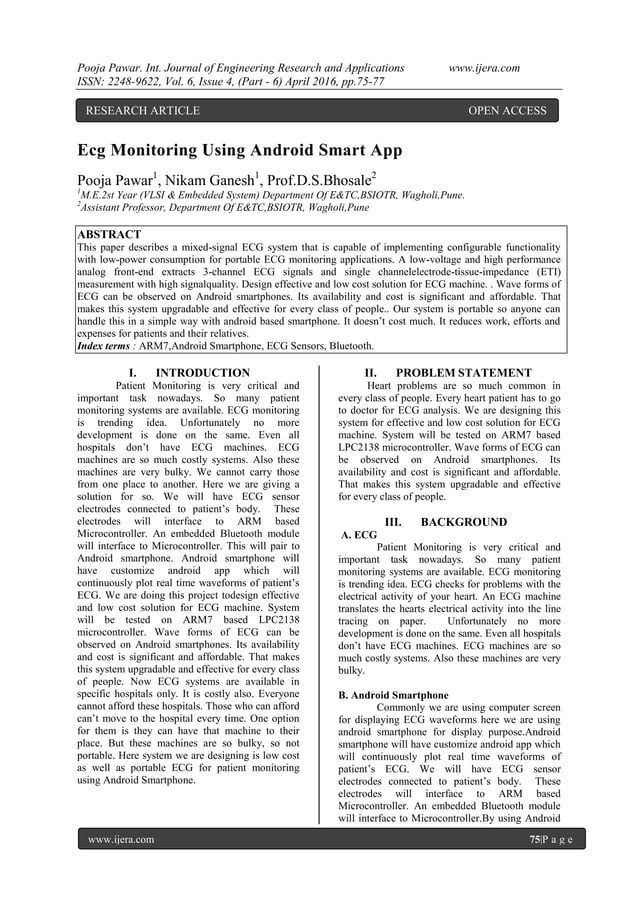 Ecg Monitoring Using Android Smart App | PDF