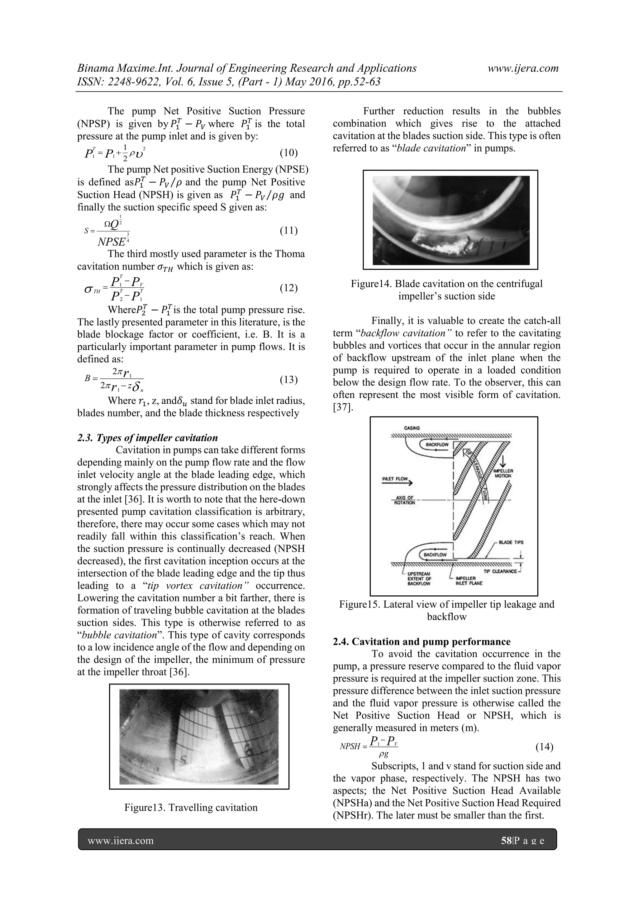 Cavitation Effects in Centrifugal Pumps- A Review | PDF