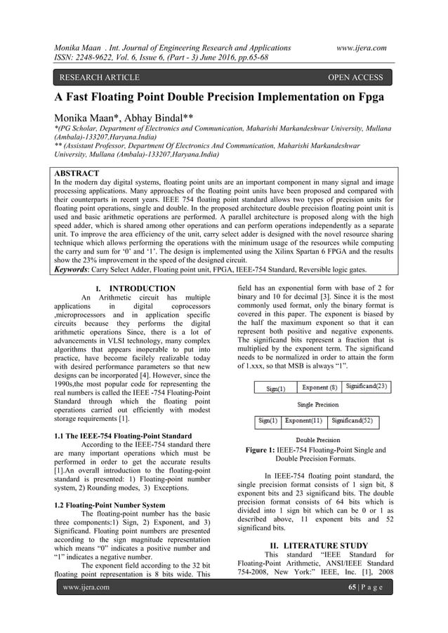A Fast Floating Point Double Precision Implementation on Fpga | PDF