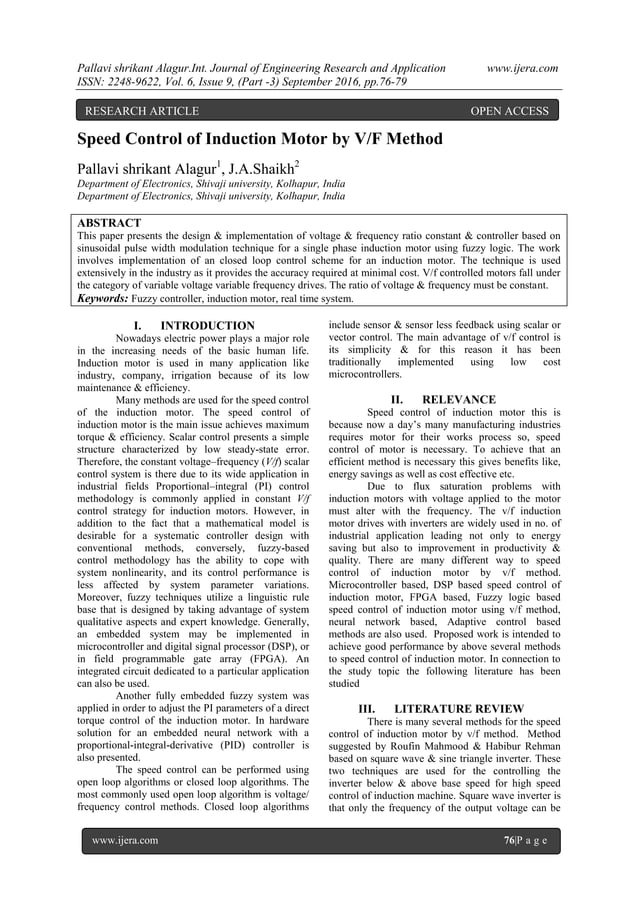 Speed Control of Induction Motor by V/F Method | PDF
