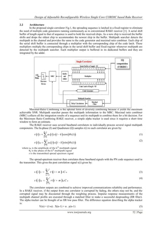 Design of Adjustable Reconfigurable Wireless Single Core CORDIC based Rake Receiver | PDF
