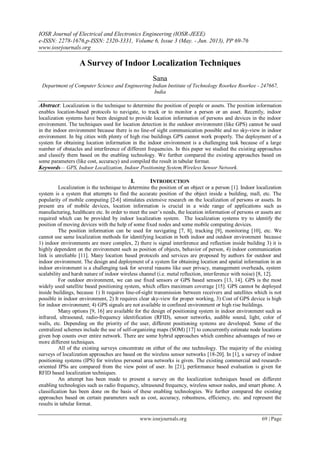 A Survey of Indoor Localization Techniques | PDF