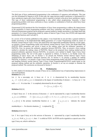 TYPE-2 FUZZY LINEAR PROGRAMMING PROBLEMS WITH PERFECTLY NORMAL INTERVAL TYPE-2 RESOURCE | PDF