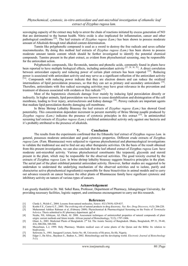 Phytochemical, cytotoxic, in-vitro antioxidant and anti-microbial investigation of ethanolic ...