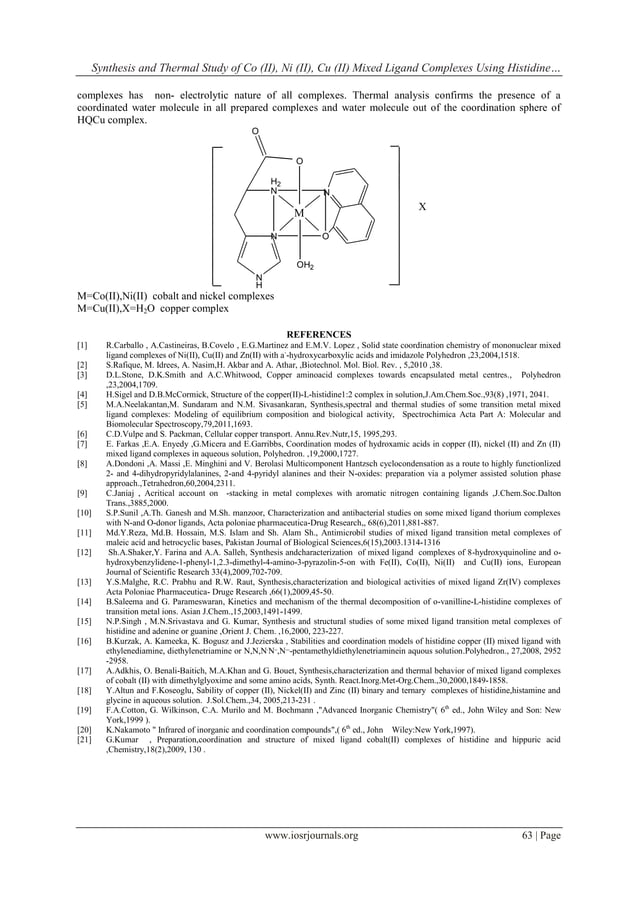 Synthesis and Thermal Study of Co (II), Ni (II), Cu (II) Mixed Ligand Complexes Using Histidine ...