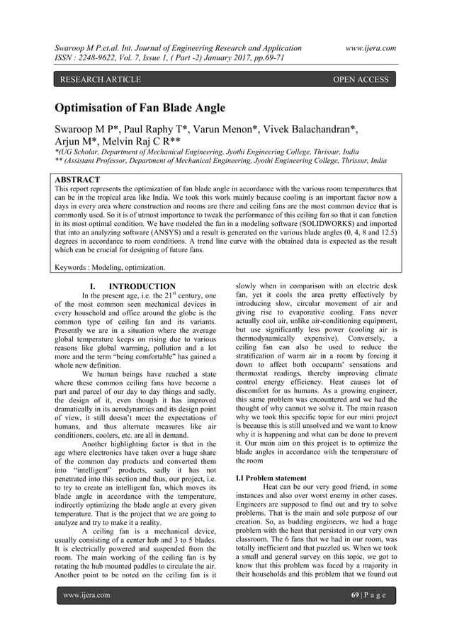 Optimisation of Fan Blade Angle | PDF