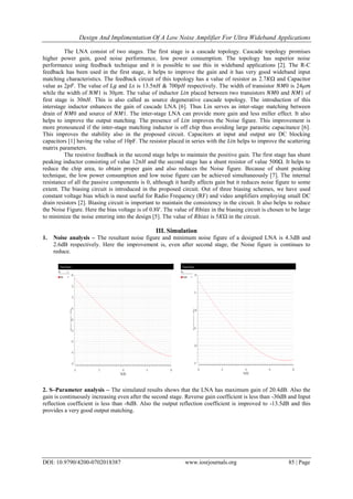 Design and Implementation of a Low Noise Amplifier for Ultra Wideband Applications | PDF