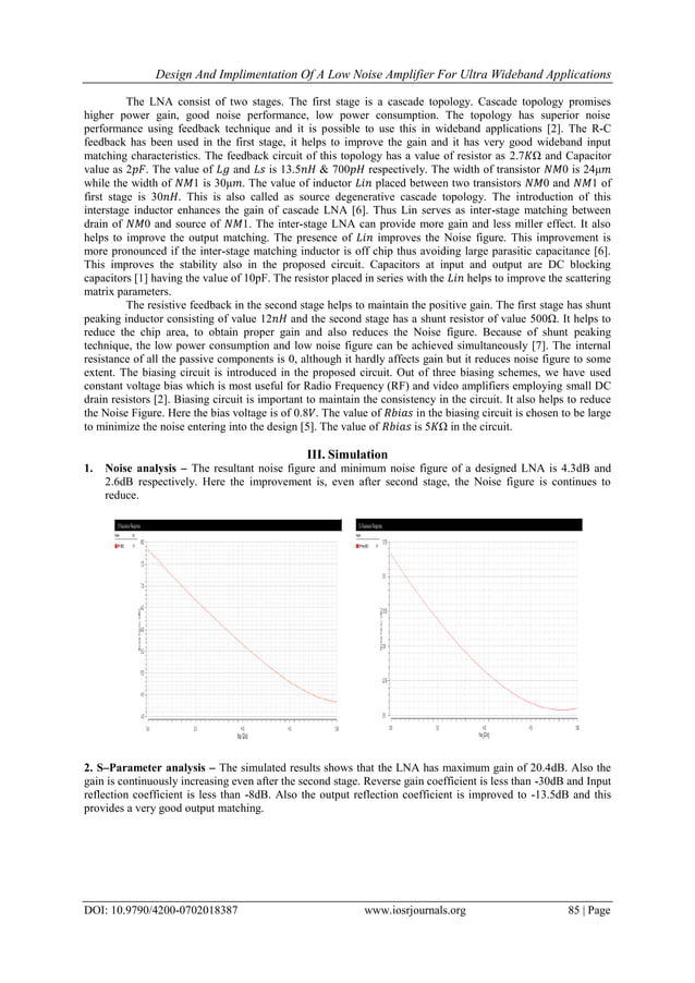 Design and Implementation of a Low Noise Amplifier for Ultra Wideband Applications | PDF