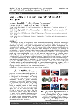 Logo Matching for Document Image Retrieval Using SIFT Descriptors | PDF